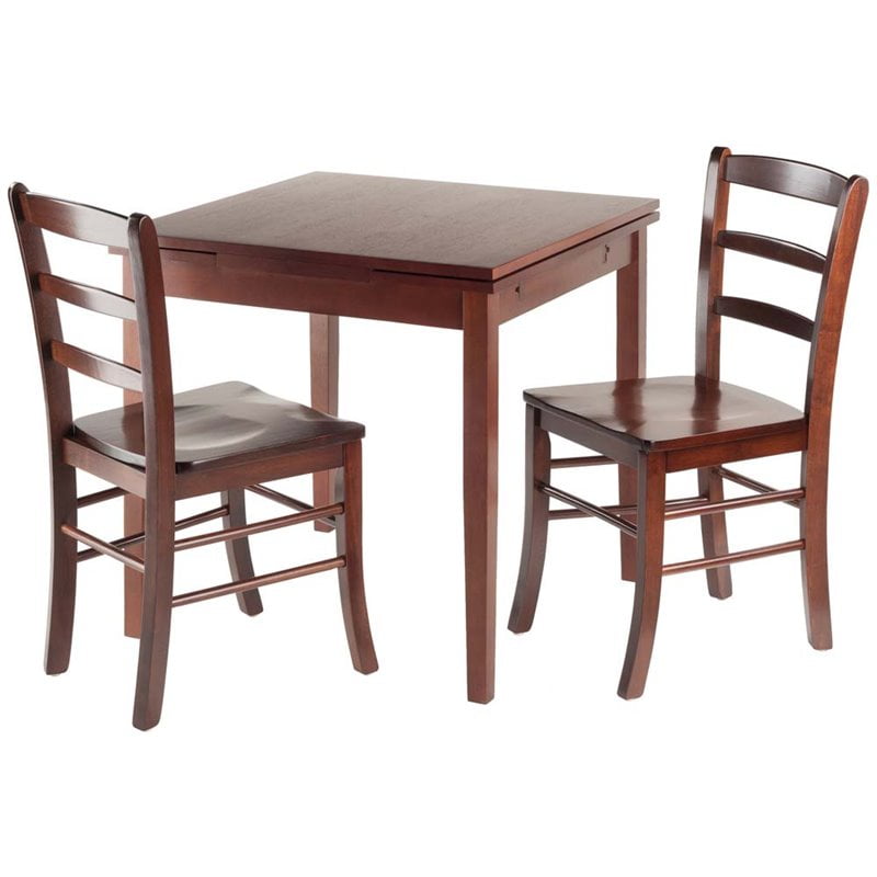 Winsome Wood Pulman 3-Pc Dining Set, Extendable Table & 2 Ladder-back ...