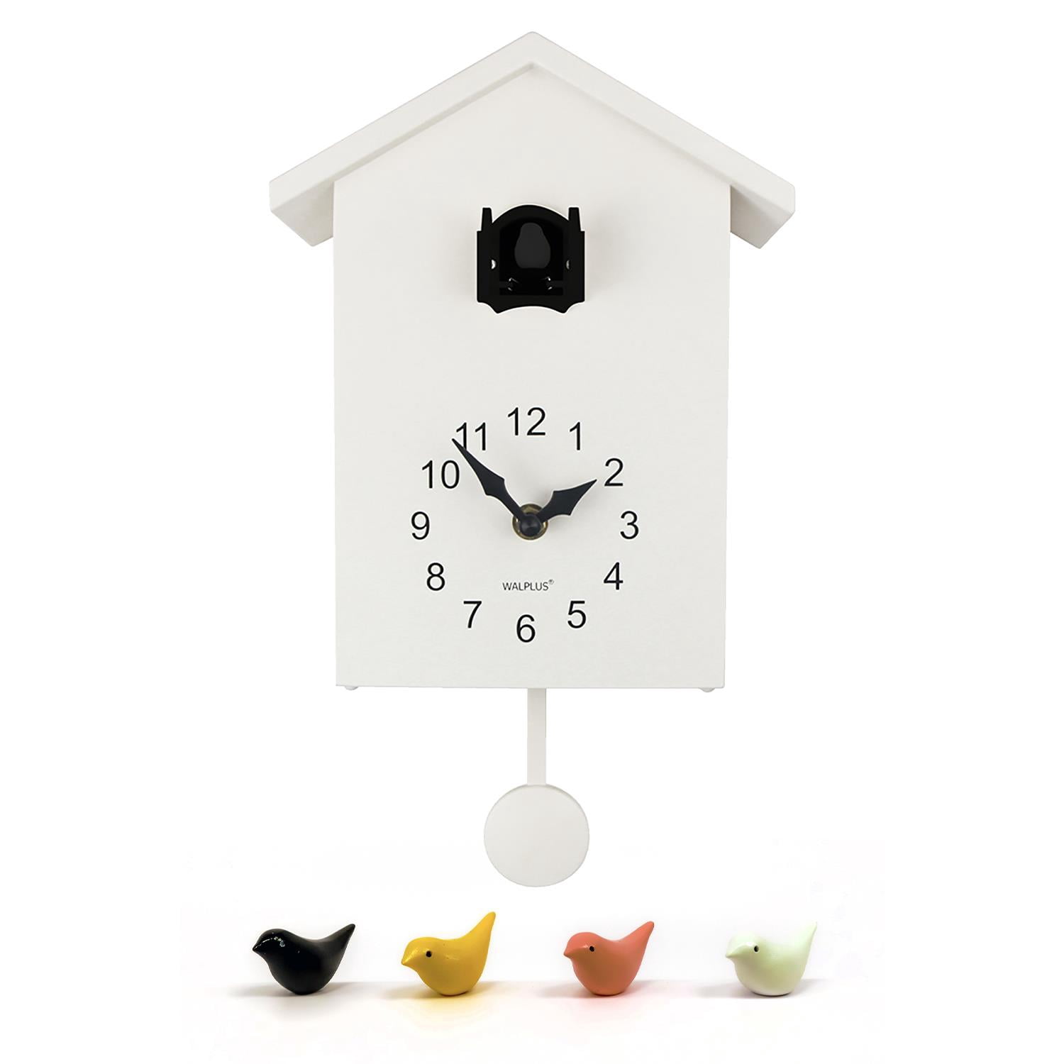 Walplus White Minimalist Cuckoo Clock - Black Window with changeable 4 ...