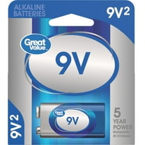 Great Value 9V Batteries (2 Pack), Alkaline 9 Volt Batteries (Plastic ...
