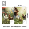A couple of chickens standing next to each other in a fieldkitchen ...