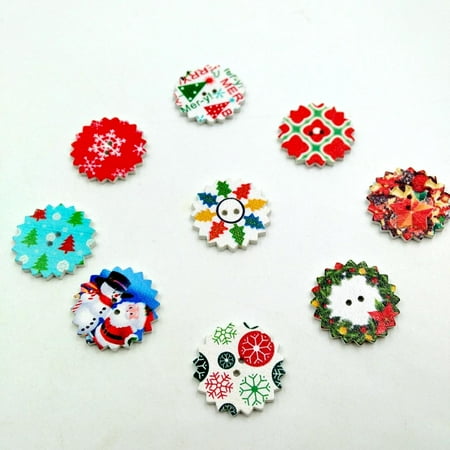 50 Pieces Colorful Wood two holes Buttons Pattern Sewing DIY - Walmart.ca