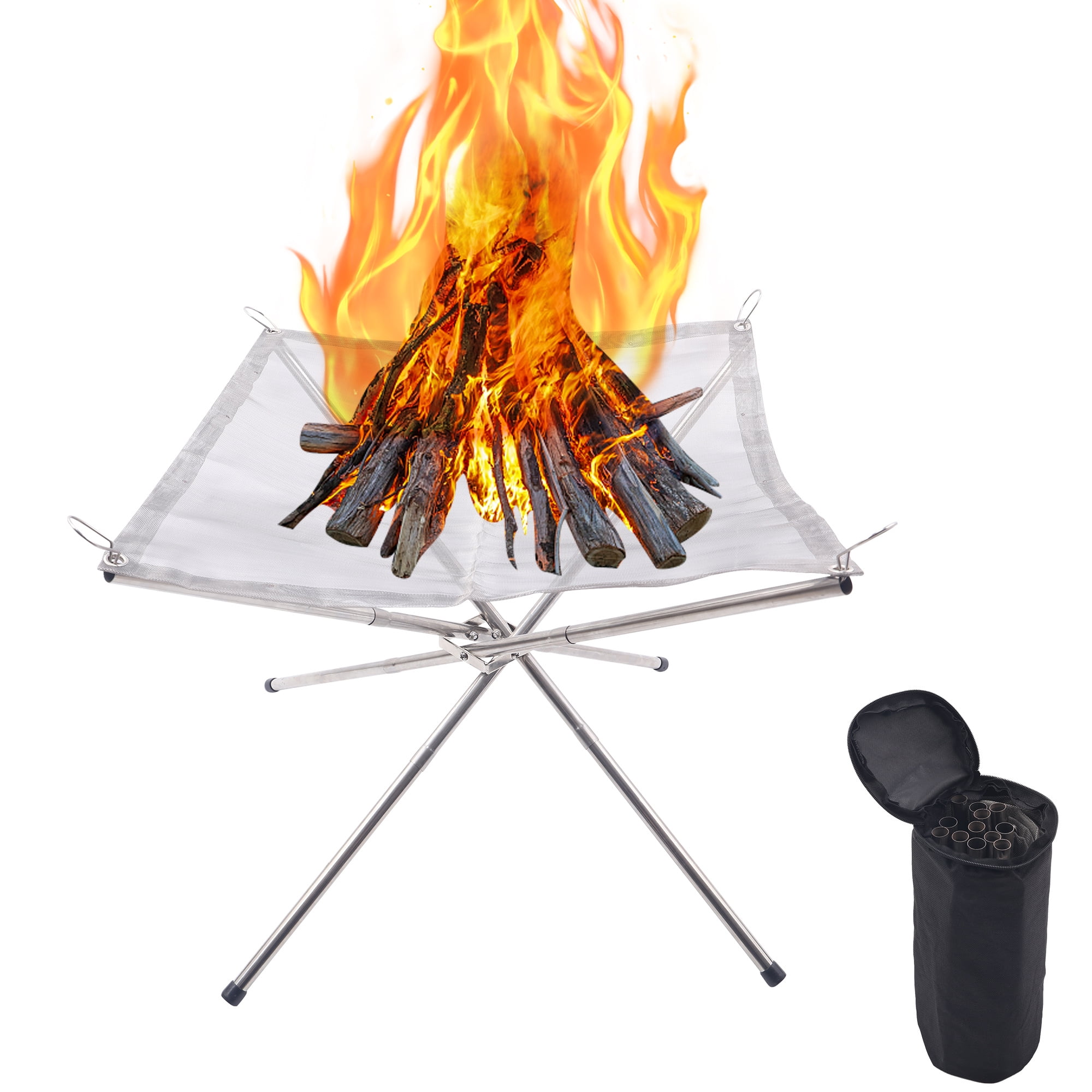 Portable Outdoor Fire Pit Bonfire Rack, Camping Fire Pit Collapsible ...