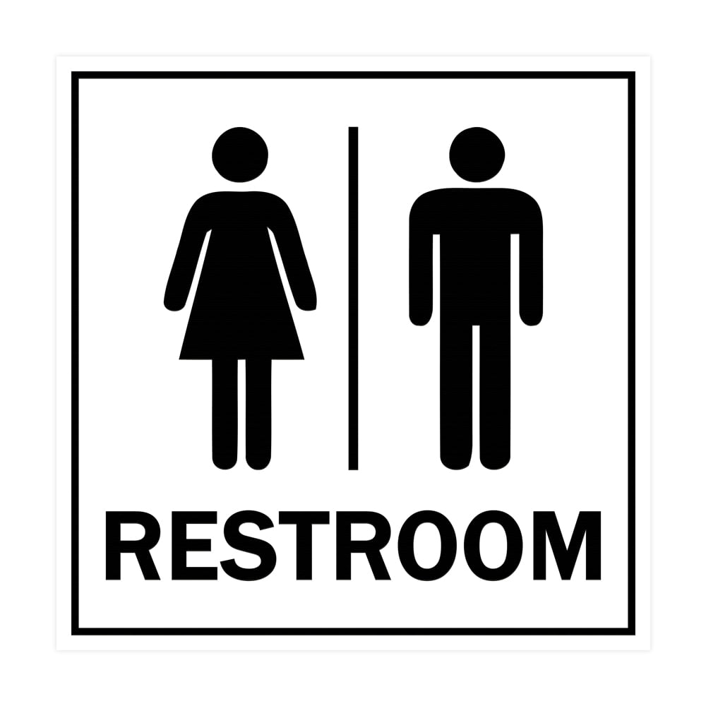 Square All Gender Restroom Sign (White) - Small - Walmart.com