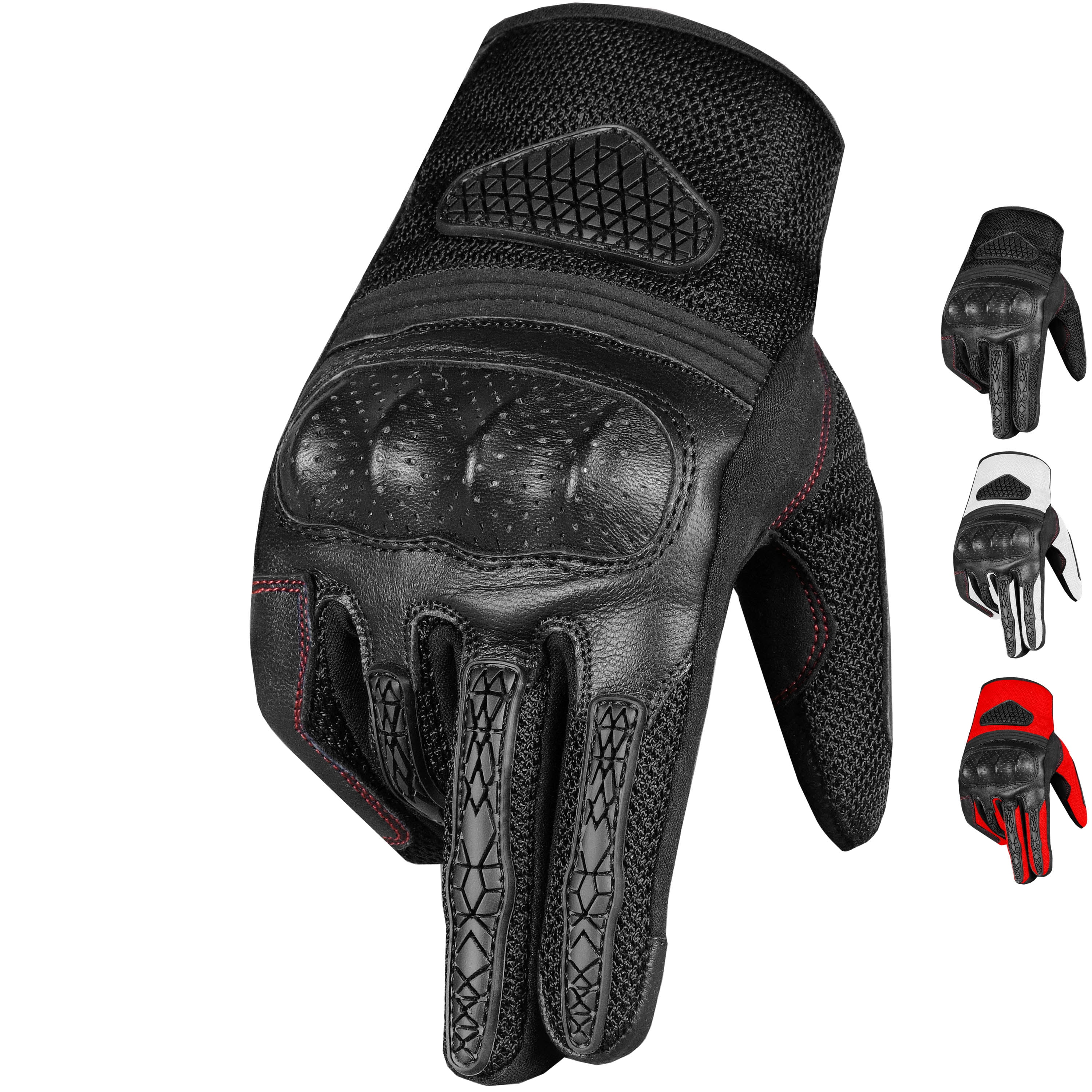 AirTrek Motorcycle Gloves Men Premium Leather Touchscreen Cruising ...