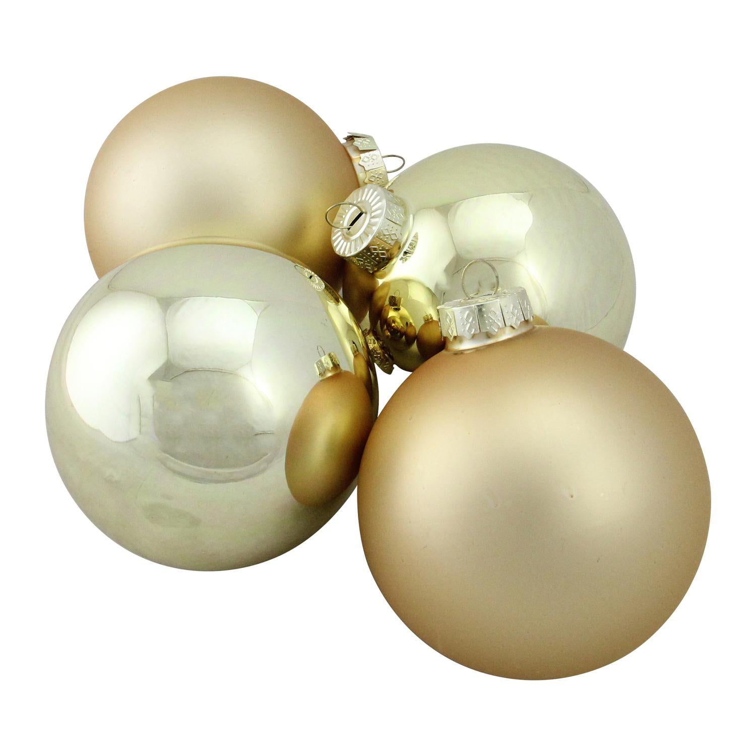 4-Piece Shiny and Matte Gold Glass Ball Christmas Ornament Set 4 ...