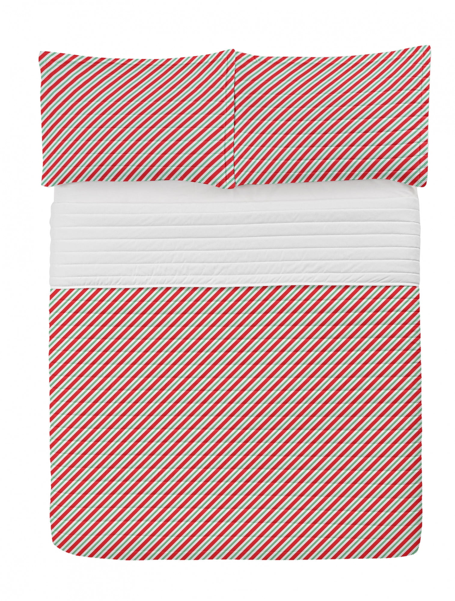 Candy Cane Microfiber Bedspread Set, Bicolor Stripes and Lines ...