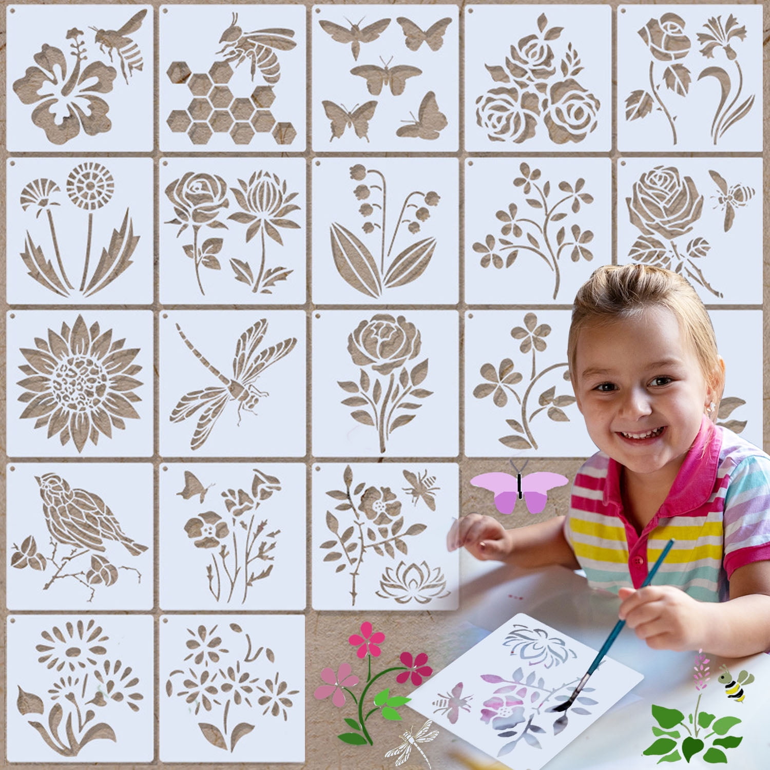 Click here for Mfg2020 20 Pcs Flower Stencils Insect Floral Paint... prices