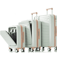 Airline Approved Carry On Luggage Set with USB Port, Front Opening, ABS ...