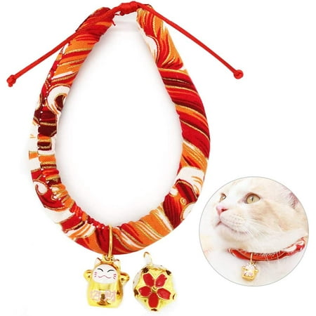 Breakaway Cat Collar with Bell, Floral Pattern, Japanese Chirimen ...