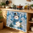 Blue Snowman Christmas Cabinet Curtains 35"W x 35"L,Dustproof Sink ...