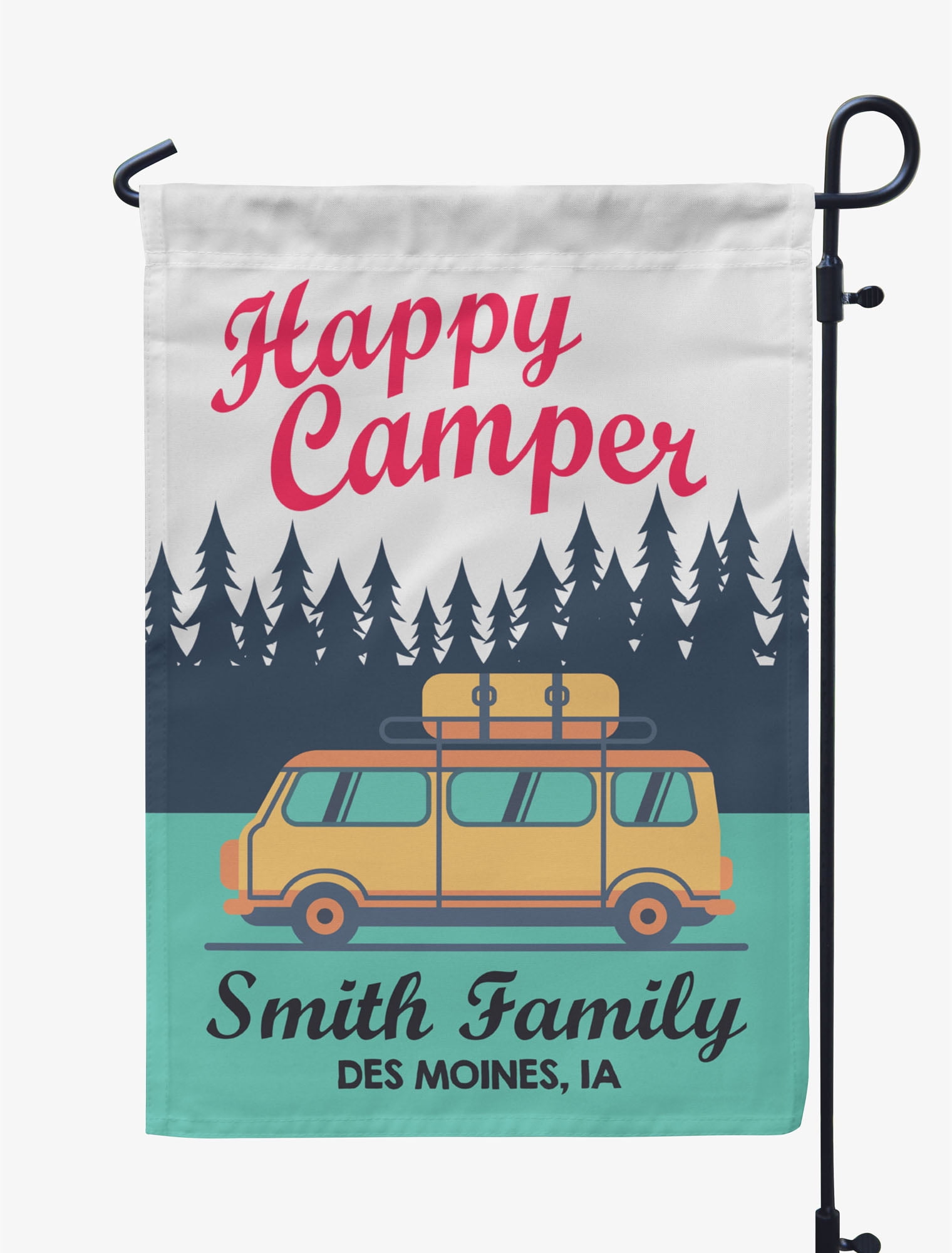 Printtoo White Happy Camper Caravans Personalized Camping Flags For ...