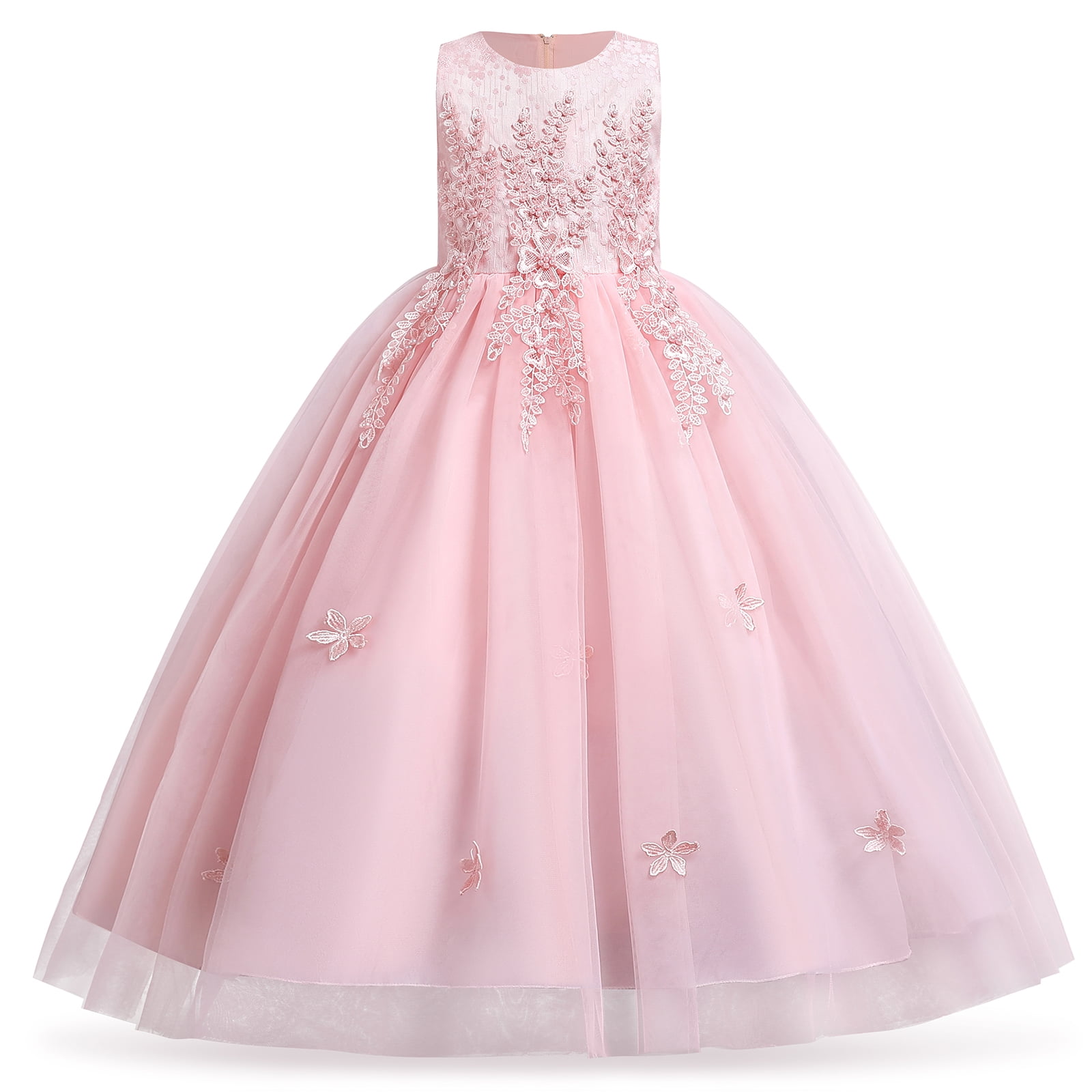 IBTOM CASTLE Kids Girls Flower Vintage Lace Princess Long Dress Tulle ...