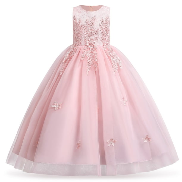 IBTOM CASTLE Kids Girls Flower Vintage Lace Princess Long Dress Tulle ...