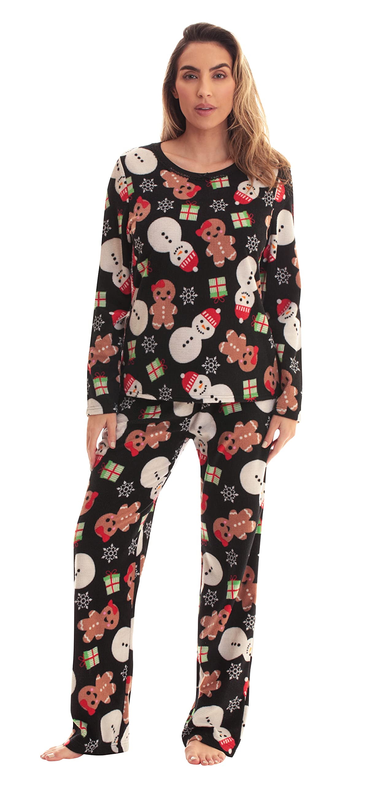 Just Love Thermal Fleece Pajamas for Women (Black - Holiday, 1X ...