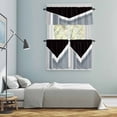 Black Grey Lines Kitchen Curtains Set for Windows, Geometric Abstract ...