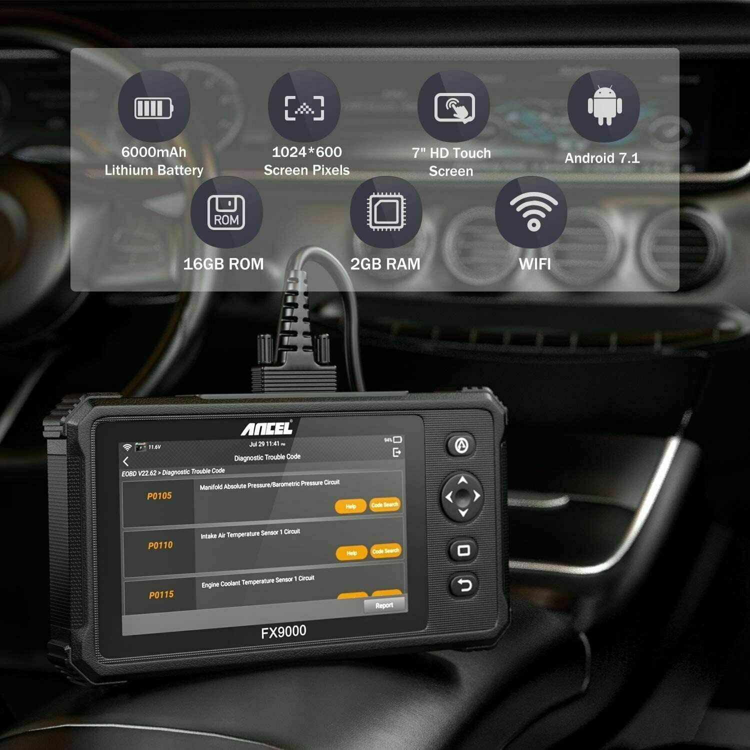 Buy Ancel FX9000 OBD2 Automotive Scanner Professional OBD 2 Car Tools ...