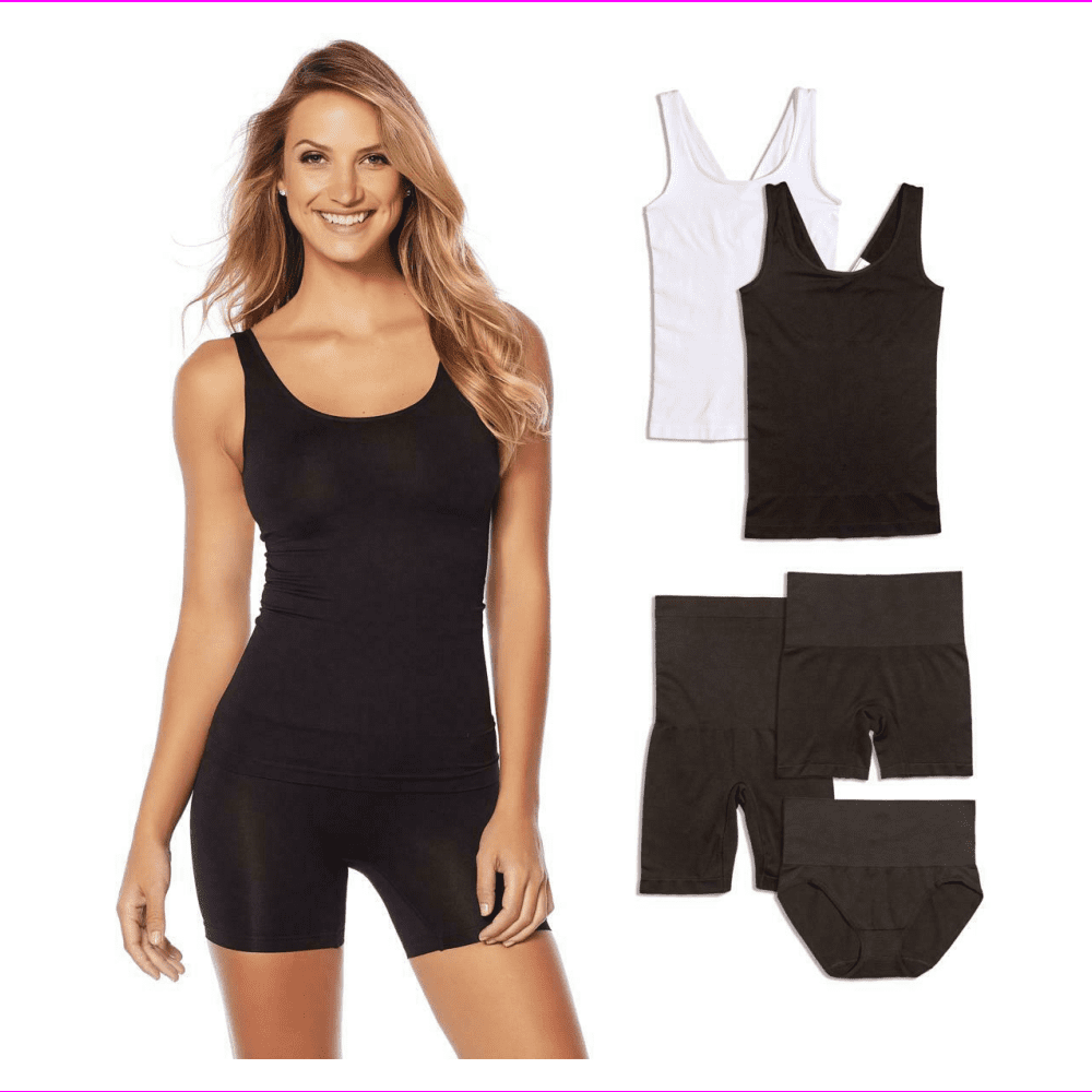 Yummie Seamless Wardrobe Essentials 5-piece in White/Black, 2X/3X ...