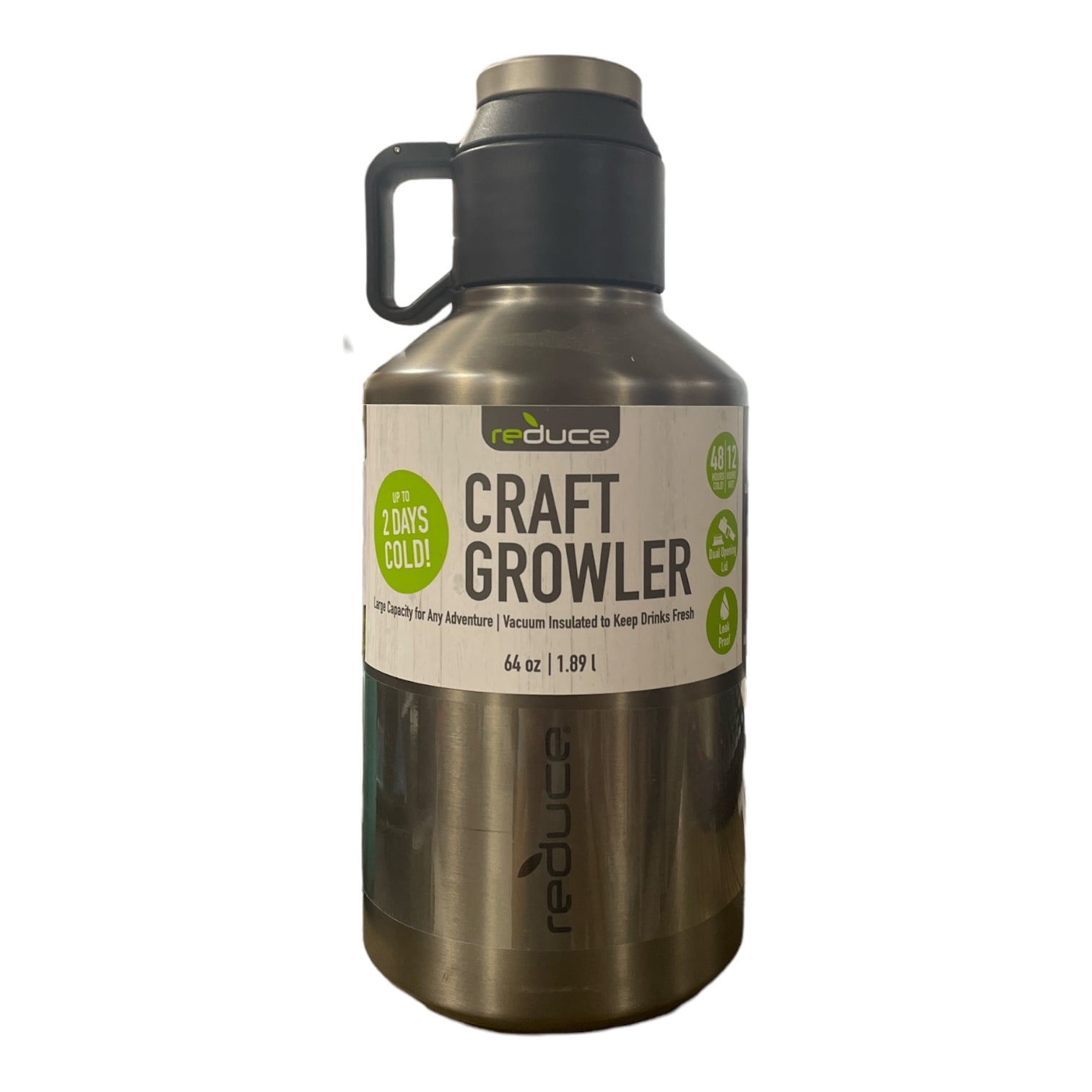 Reduce Vacuum Insulated Leak Proof 64 oz Craft Growler, Charcoal ...