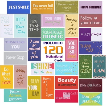 120 Pieces Assorted Motivational Quote Cards Gratitude Encouragement ...