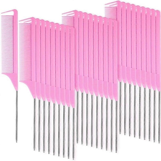 30 Pieces Parting Comb For Braids Hair Rat Tail Comb Steel Pin Rat Tail ...