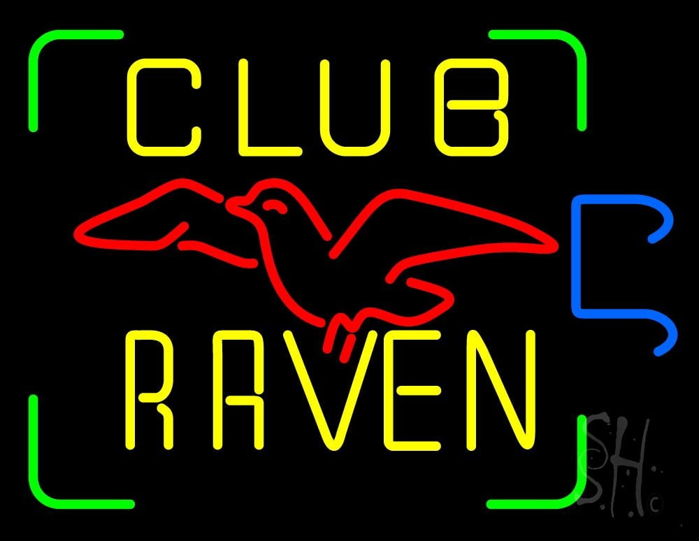 Club Raven LED Neon Sign 24 x 31 - inches, Clear Edge Cut Acrylic ...