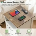 Farmhouse Nightstand with Charging Station and 2 drawers, Rustic Wood ...