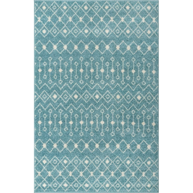 Rugs.com Moroccan Trellis Collection Rug – 5' x 8' Aqua Blue Medium Rug ...