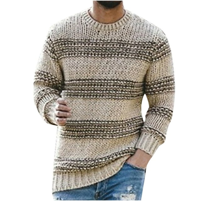 Fall Sweaters for Men Clearance, Men Casual Solid Pullover Round Neck ...