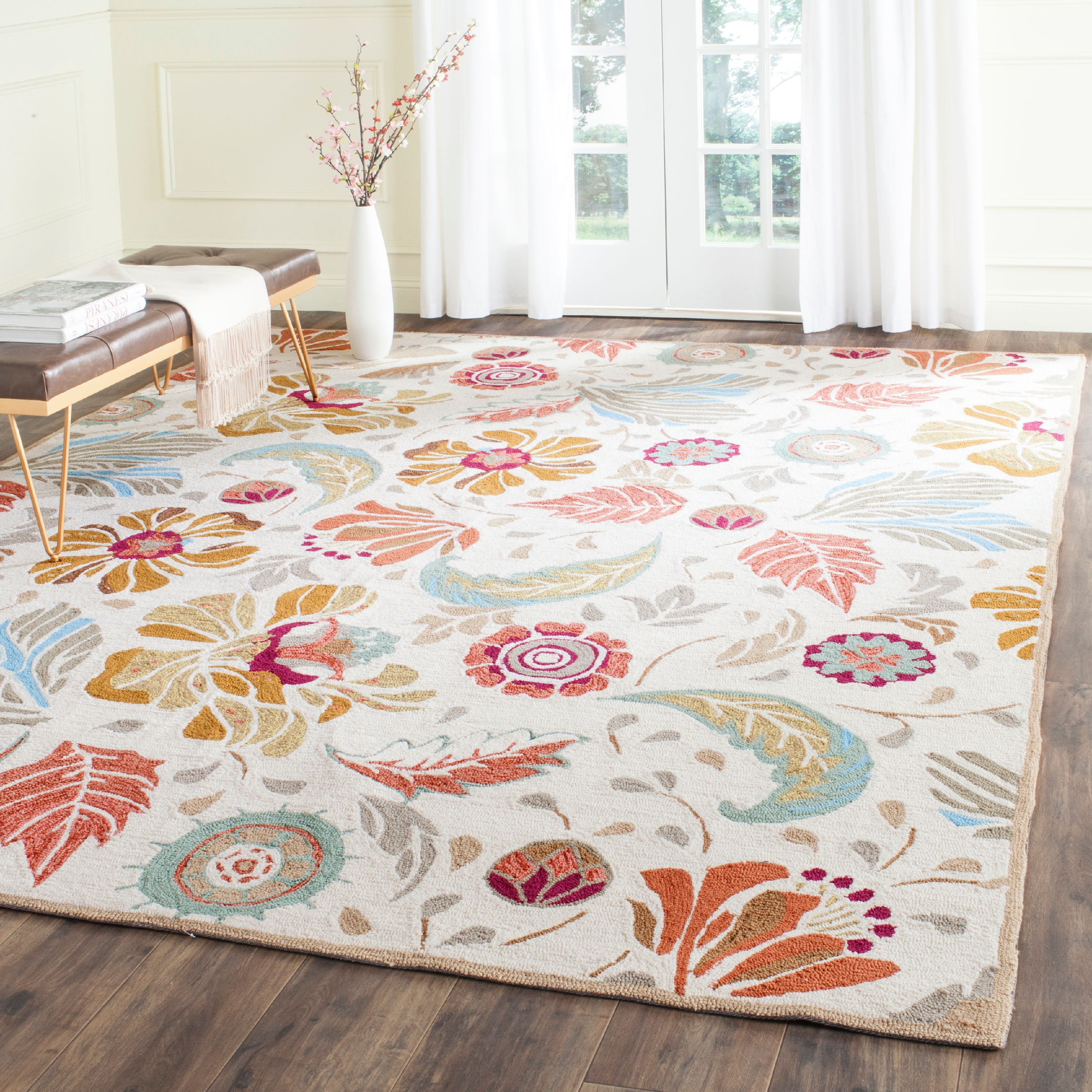 SAFAVIEH Four Seasons Blair Colorful Floral Area Rug, Ivory/Grey, 8' x ...