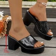 Bkhluea Women Embossed Chunky Heel Platform Slide Sandals Comfortable ...