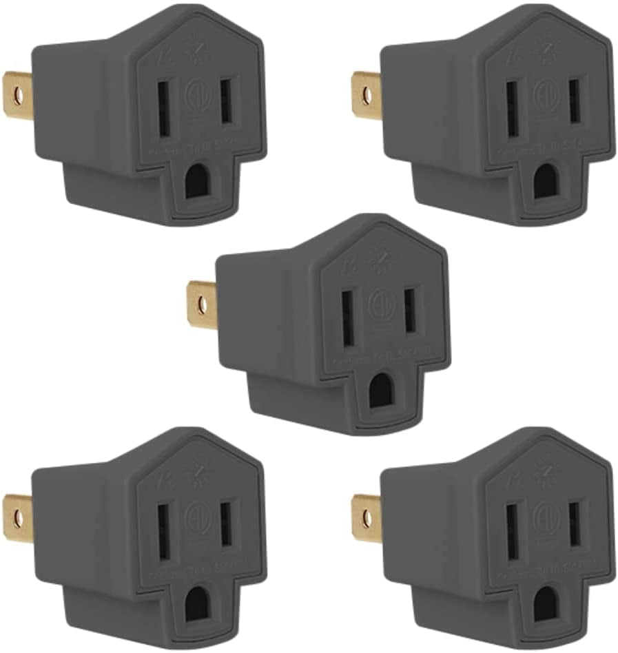 Maximm 2 Prong to 3 Prong Adapter, 5 Pack Turn Any 2 Prong Outlet into ...