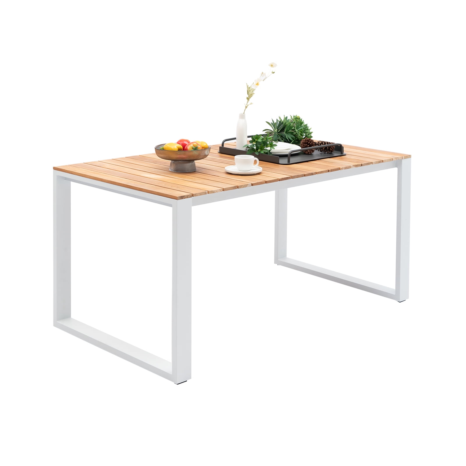 Patio Dining Table for 4,63" Rectangular Outdoor Dining Table Aluminum ...