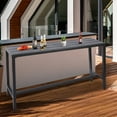 Outdoor 63 Patio Pub Table with Powder Coated Steel Frame for Indoor ...