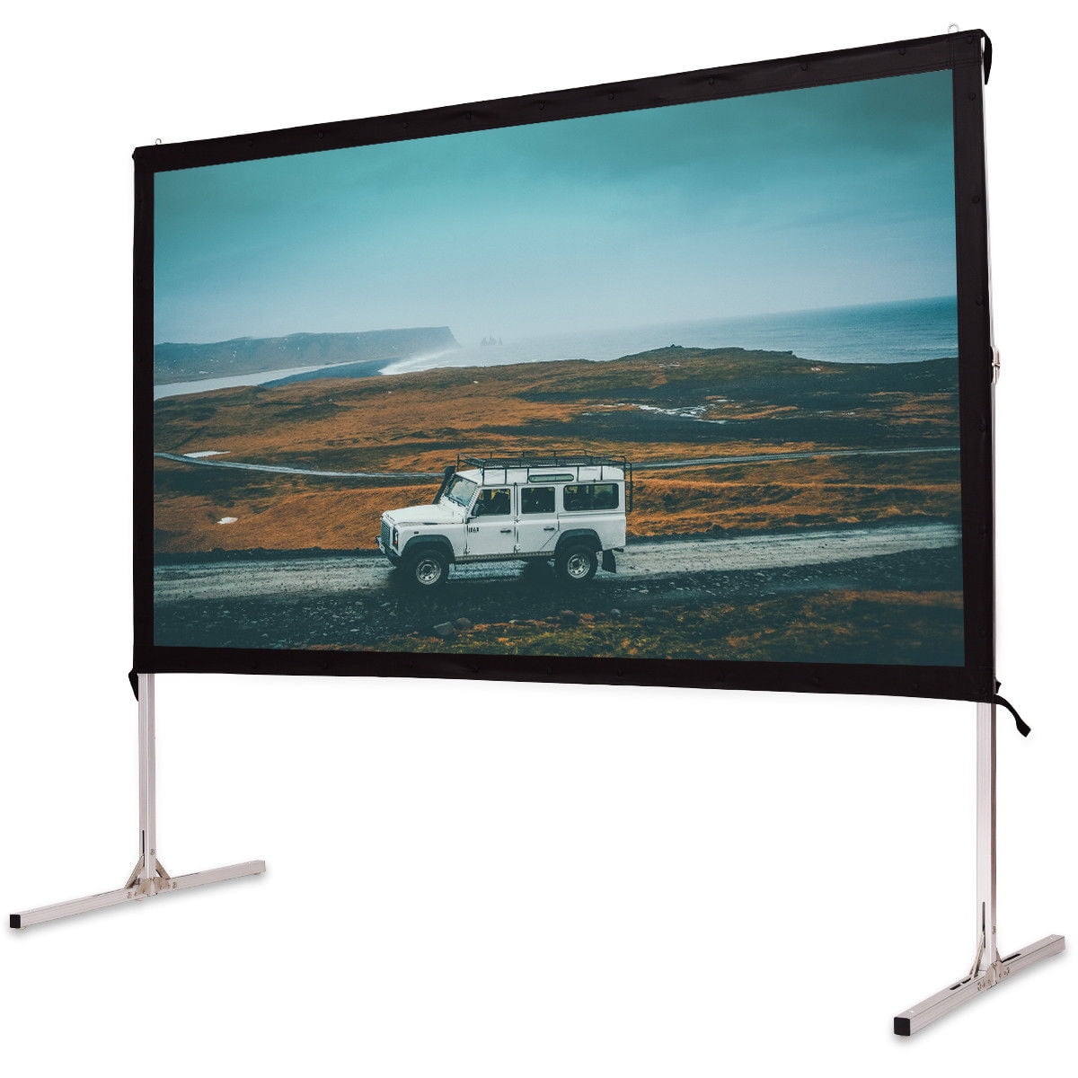 Gymax 100'' Standing Portable Fast Folding Projector Screen W/Carry Bag ...