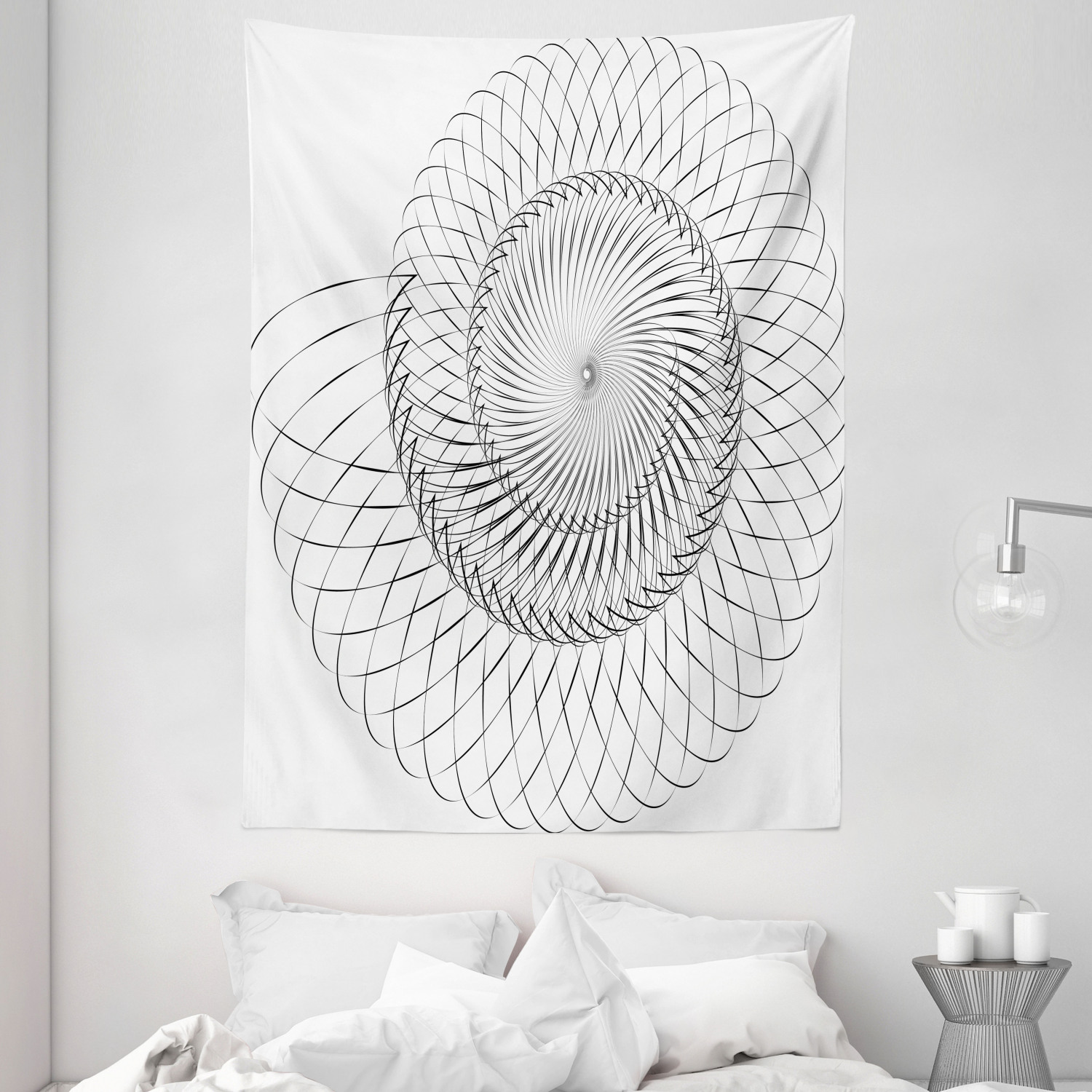 Spires Decor Tapestry, Geometric Helix Spiral Like Underwater Shell ...