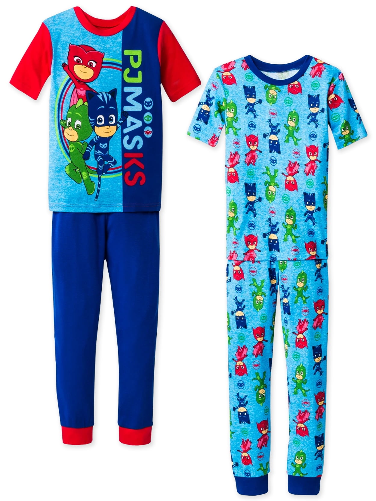 PJ Masks Boy's 2fer 4 Piece Short Sleeve Cotton Pajamas Set 21PJ193BSL ...