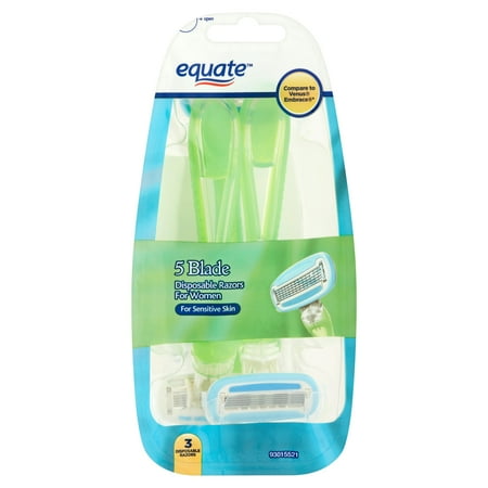 Equate 5-Blade Disposable Razors for Women, 3 Ct - Walmart.com