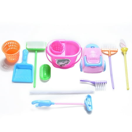 9Pcs Simulation Home Cleaning Tools Playset Mini Floor Broom Mop Dust ...