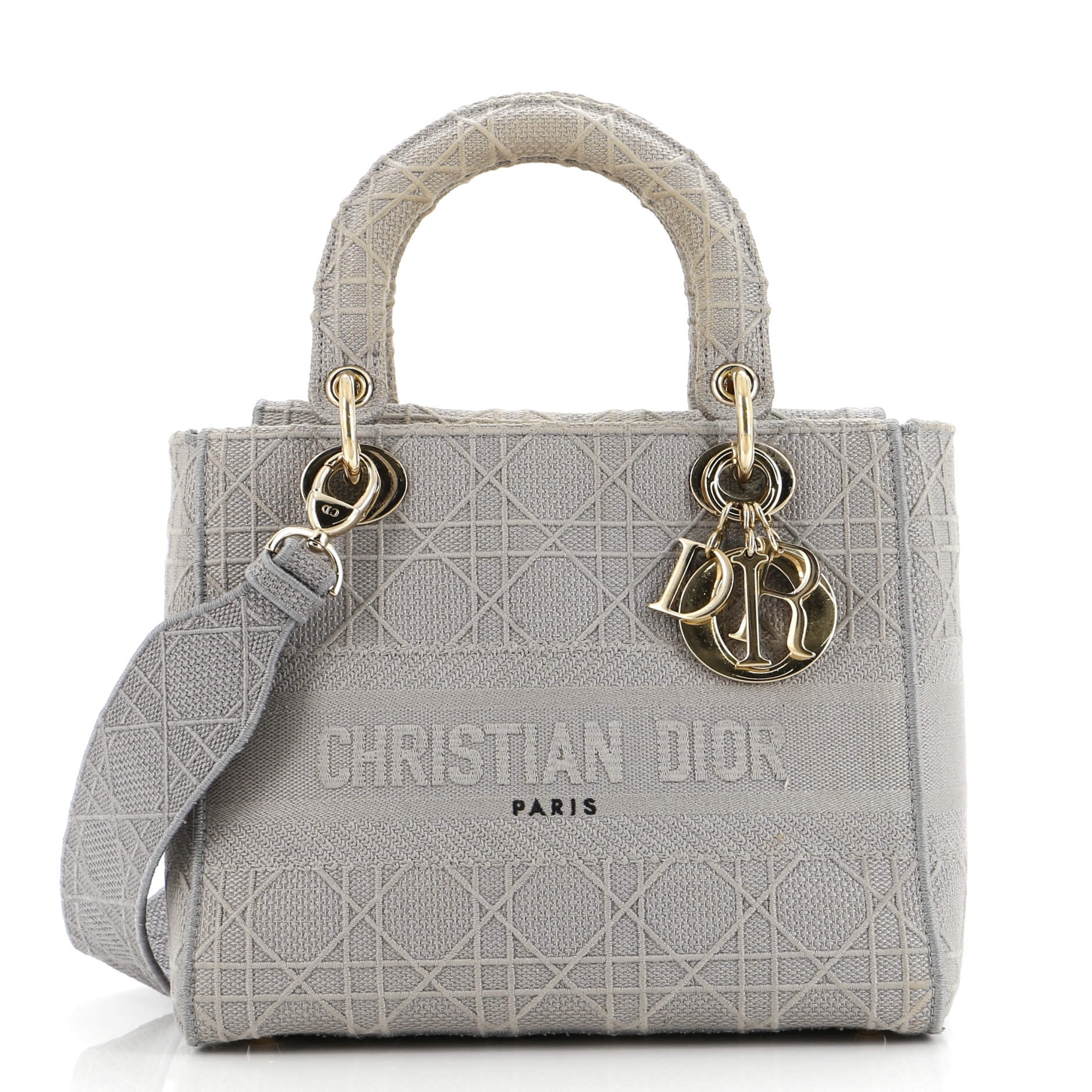 Pre-Owned Lady D-Lite Bag Cannage Embroidered Canvas Medium By Rebag ...
