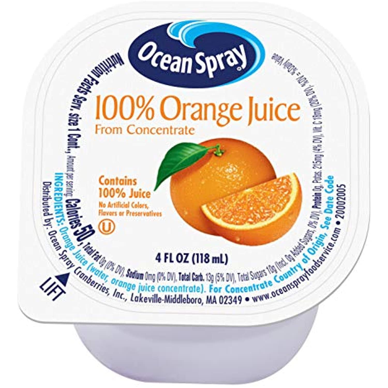 Ocean Spray 100% Orange Juice, 4 Fl Ounce Cup (Pack Of 48) - Walmart.com