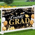 Graduation Banner 2026 Black and Gold Congrats Grad Tapestry for Party ...