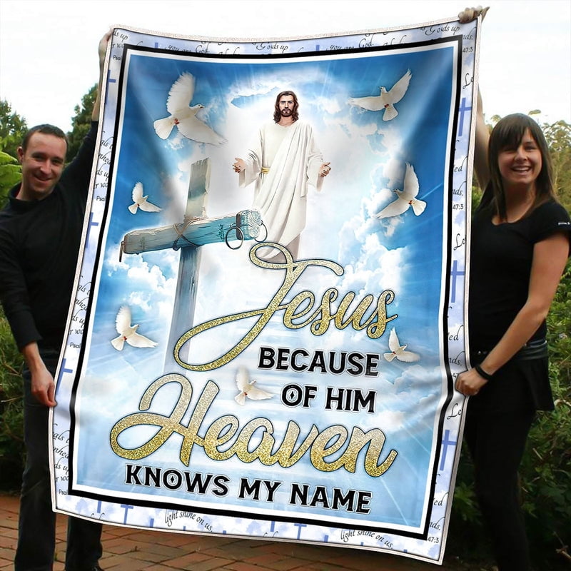 Jesus Because Of Him Heaven Manta y Colcha, Cruz Sobre Cielo Azul Manta ...