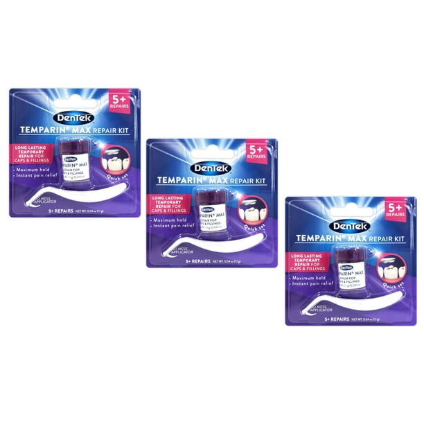 3 Pack - Dentek Temparin Max Lost Tooth Filling & Loose Cap Repair 1 ...