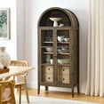 Modway Nolan Tall Arched Storage Display Cabinet in Walnut Hickory ...