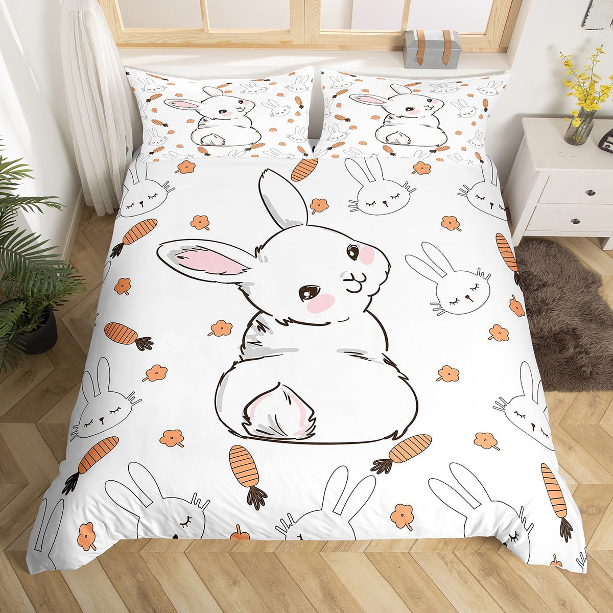 Rabbit Comforter Cover Lovely Carrot Duvet Cover for Kids Toddler Child ...