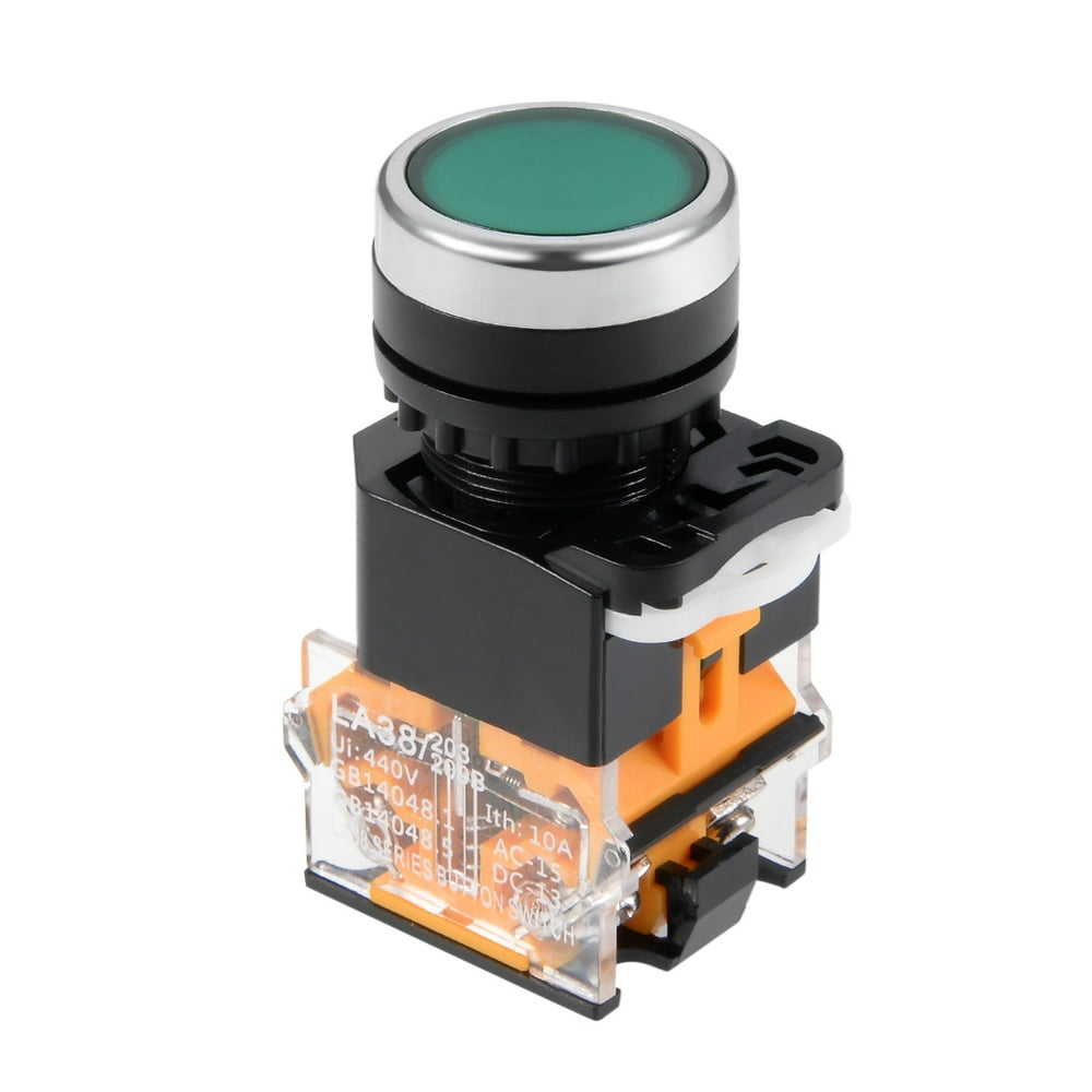 22mm Momentary Push Button Switch Green Round Flat Button DPST 1 NO 1 NC - Walmart.com - Walmart.com