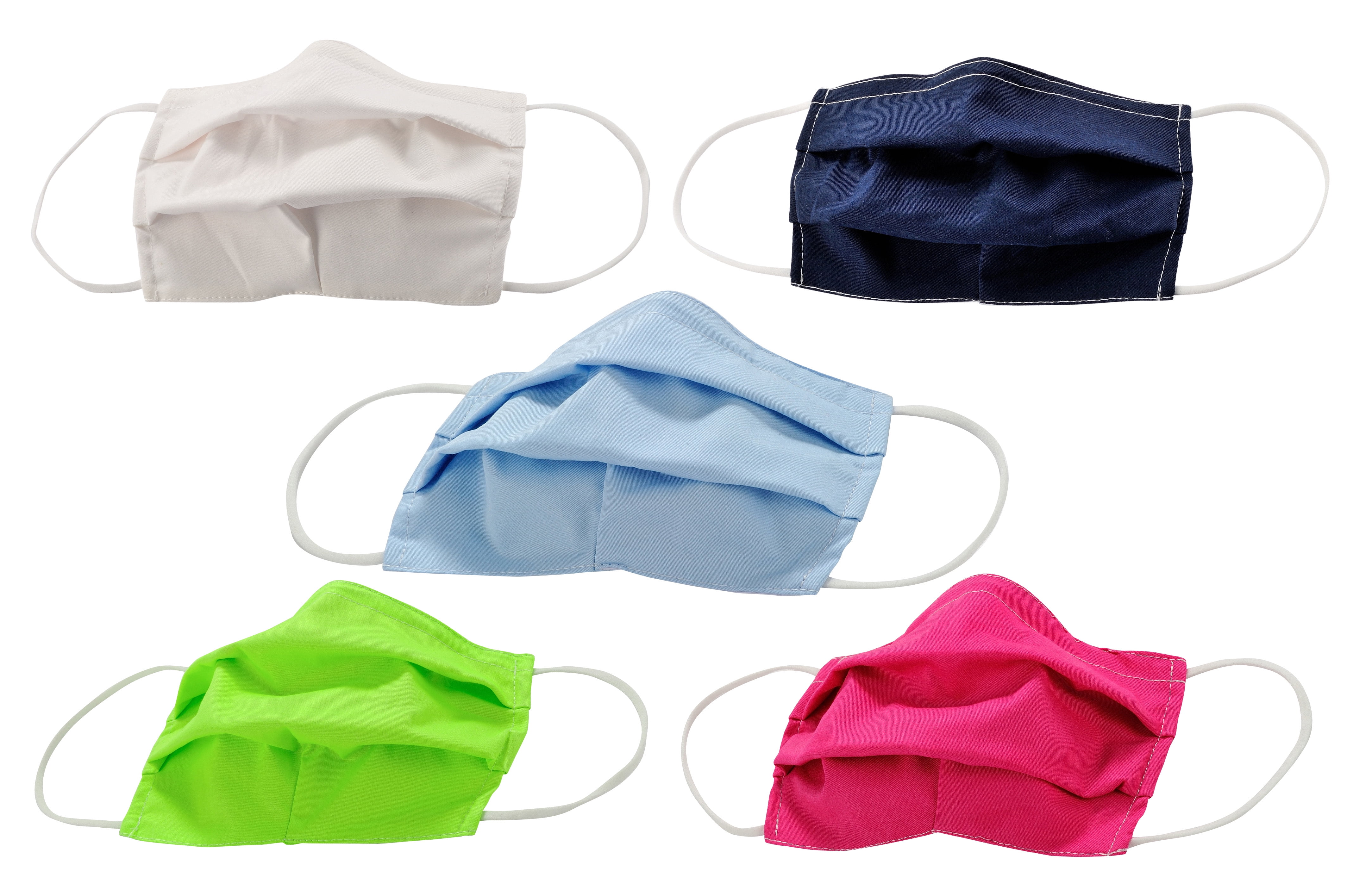 5-Pack Pleated Reusable Cotton Non-Medical Masks with Adjustable Nose ...