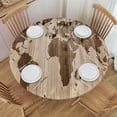 Elastic Edged Round Tablecloth World Map On Wooden Wall, for Holiday ...