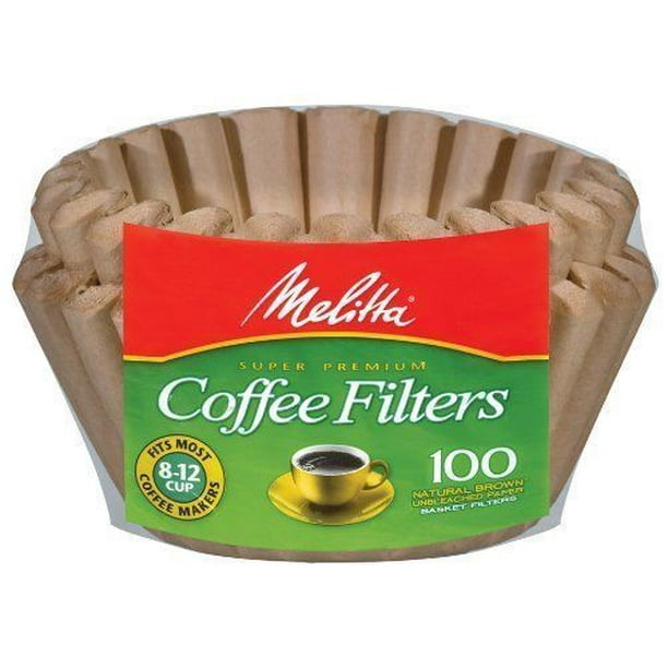 Melitta 8-12 Cup Basket Coffee Filters Paper Natural Brown, 100 Count ...
