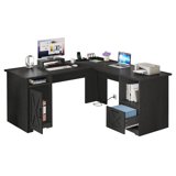 Dextrus 59 inch L-Shaped Desk with Power Outlet & USB Ports, Office ...